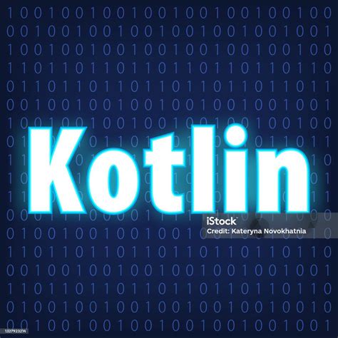 Machine Code Languages In Neon Style Programming Languages Concept In Blue Language Kotlin On