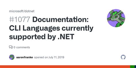 Documentation Cli Languages Currently Supported By Net · Issue 1077