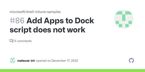 Add Apps To Dock Script Does Not Work Issue Microsoft Shell Intune Samples GitHub