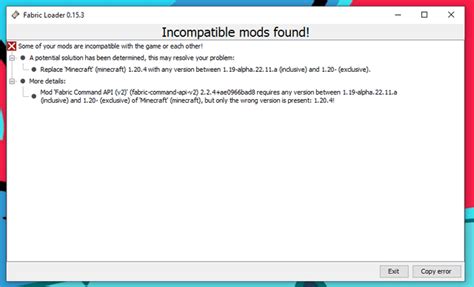 Incompatible Mods Found Netfabricmcloaderimplformattedexception