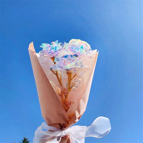 당일발송3개가격 Led 홀로그램 크리스탈 장미 꽃 썬캐쳐 기념일 선물 촬영 인테리어 소품 에이블리