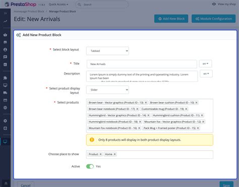 Prestashop Create Custom Product Blocks Add New Products Section Webkul