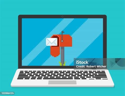 픽셀 아트 랩톱 화면에 표시 빨간색 사서함에 메일의 벡터 그림 신문에 대한 스톡 벡터 아트 및 기타 이미지 신문 우편 컴퓨터 Istock