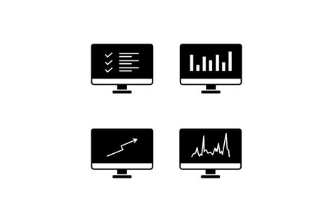 Black Monitor Analystic Icon Design Collection