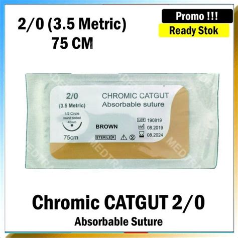 Benang Chromic Catgut 20 Onemed Jarum L Absorbable Suture 1 Pc