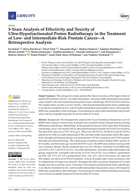 Pdf 5 Years Analysis Of Effectivity And Toxicity Of Ultra Hypofractionated Proton Radiotherapy
