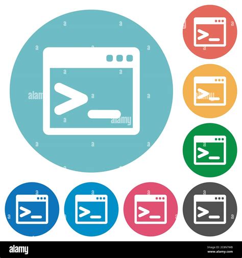 Flat Command Prompt Icon Set On Round Color Background Stock Vector Image Art Alamy