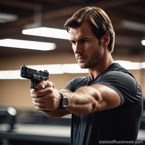 Handsome Male On Gun Range Stable Diffusion Online