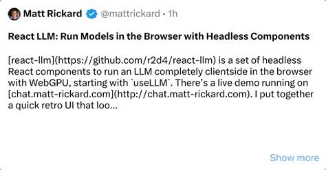 React LLM Run Models In The Browser With Headless Components