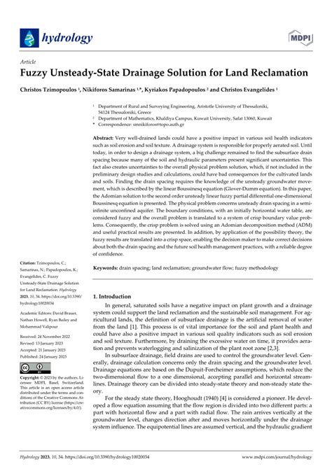 Pdf Fuzzy Unsteady State Drainage Solution For Land Reclamation
