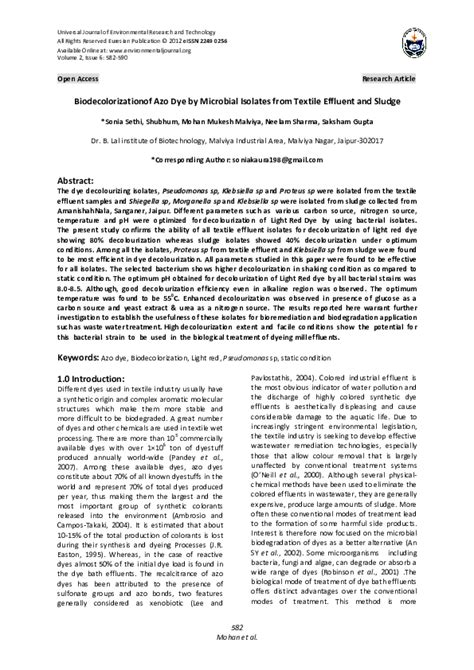 Biodecolorizationof Azo Dye By Microbial Isolates From Textile Effluent And Sludge