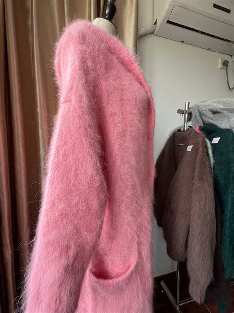 Angora Wool Sweater Cardigan Blended Fluffy Fuzzy Super Soft Chunky
