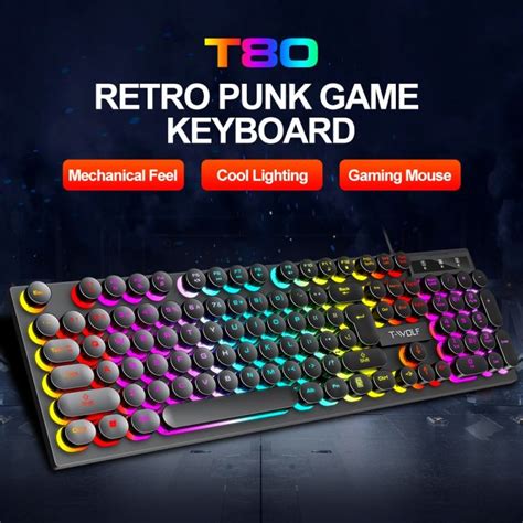 T Wolf T Retro Punk RGB Gaming Keyboard Black Lazada PH