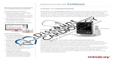 Pdf Mindray And Epiphany Healthcare 12 Lead Monitoring · 12 Lead