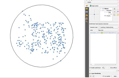 Labeling Drawing Radius For Minimalcircle And Diagonal For Orientedbbox In Qgis Geographic