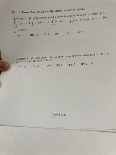 Solved Part I Three Multiple Choice Questions No Partial
