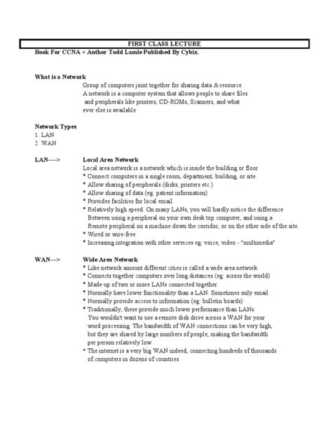 Initial Lectures For Ccna Certification Pdf Osi Model Transmission Control Protocol