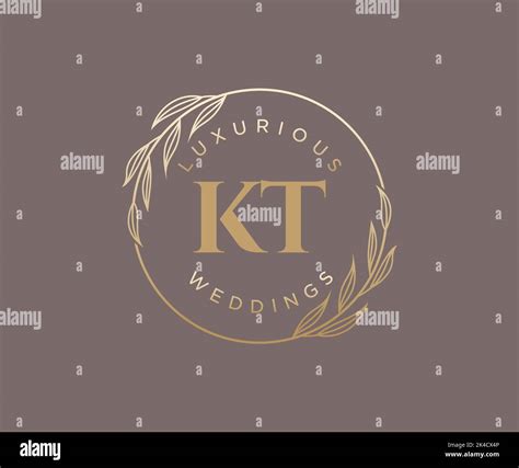Kt Initials Letter Wedding Monogram Logos Template Hand Drawn Modern