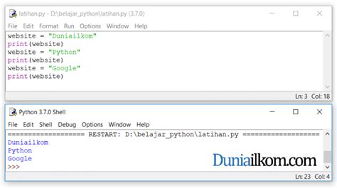 cara pembuatan variabel bahasa python duniailkom
