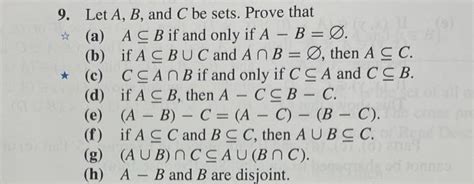 solved 9 let a b and c be sets prove that a a⊆b if