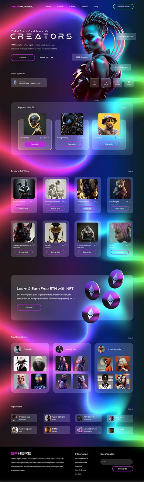 Neon Morphic Web Ui Landing Page Design Behance