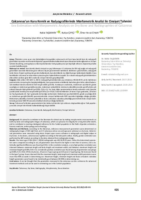 Pdf Sex Estimation With Morpometric Analysis On Dry Bone And