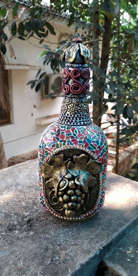 Bottle Art With Glass Colors And Mouldit Clay