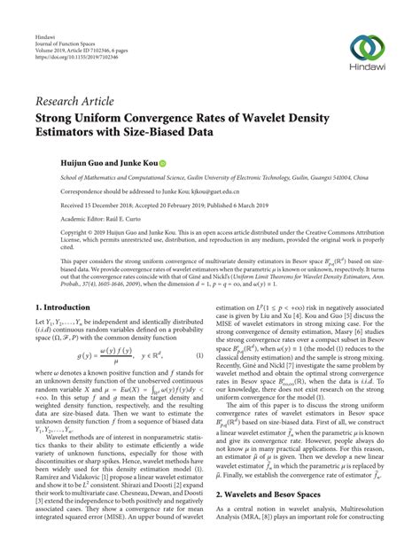 Pdf Strong Uniform Convergence Rates Of Wavelet Density Estimators With Size Biased Data
