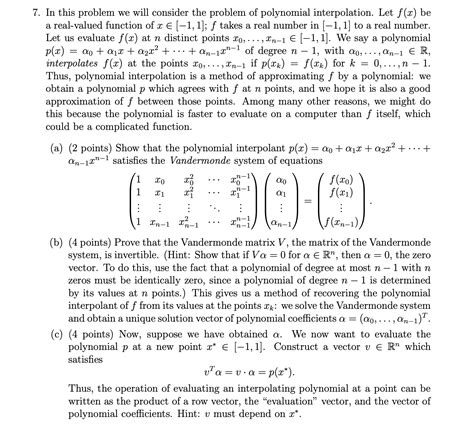 Solved In This Problem We Will Consider The Problem Of Chegg