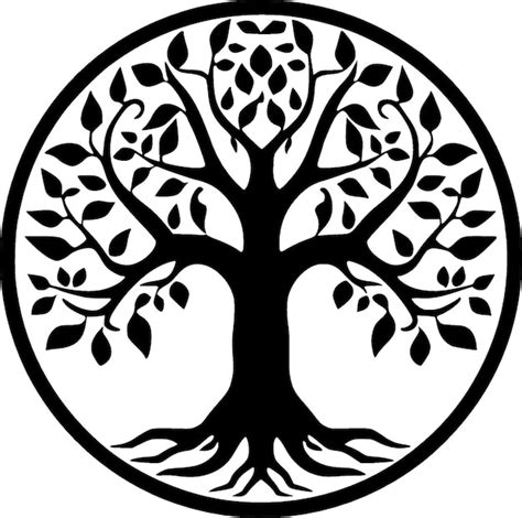 Tree Of Life Black And White Vector Illustration Premium AI Generated Vector