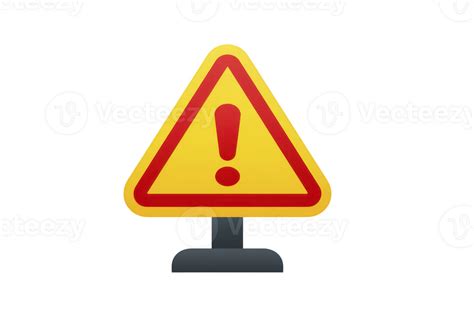 Yellow Triangular Warning Sign With Red Exclamation Mark Is Displayed Symbolizing Caution Or