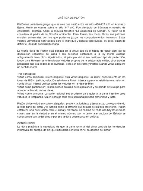 La Ética De Platón Pdf