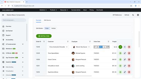 Radzendatagrid Inline Editing Using Inputdate Control Radzenblazor