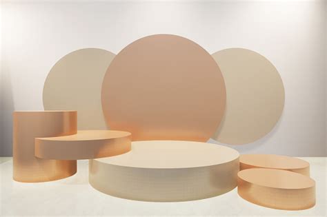 추상 3d 제품은 기하학적 모양의 장면을 위한 연단 쇼케이스를 표시합니다 화장품을 보여주기 위해 골드 스테이지로 3d 렌더링