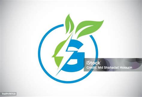 초기 G 문자 벼락 잎 원 또는 에코 에너지 절약 아이콘입니다 나뭇잎과 벼락 아이콘 개념 자연 전원 전기 로고 개념에 대한 스톡 벡터 아트 및 기타 이미지 Istock
