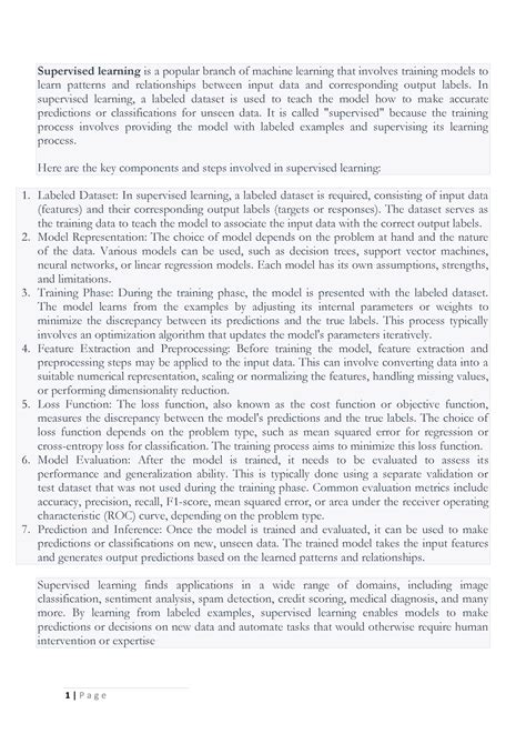 machine learning ii supervised learning is a popular branch of