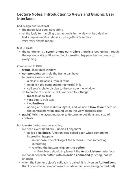 Lecture Notes Introduction To Views And Graphic User Interfaces
