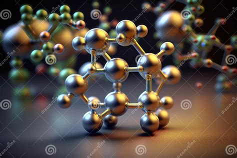 Abstract Molecules Design Molecular Structure With Spherical Particles