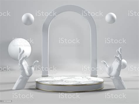화장품 또는 다른 제품에 대한 흰색 대리석 연단 고급 배경의 3d 렌더링 이미지입니다 0명에 대한 스톡 사진 및 기타 이미지 0명 3차원 형태 가정의 방 Istock