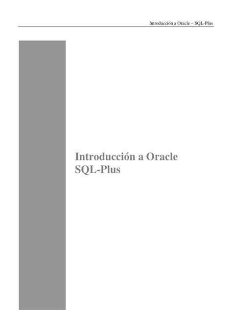 Introducción Oracle Sql Plus Pdf Sql Tabla Base De Datos