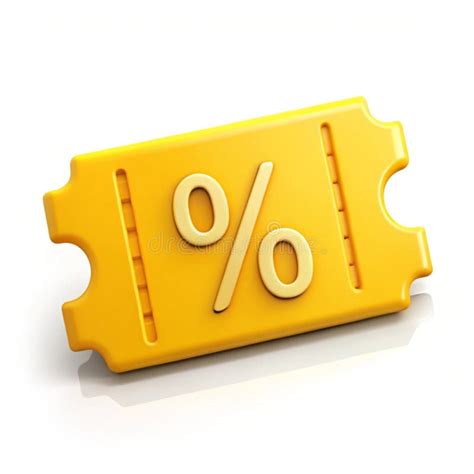 Yellow Ticket With Percent Symbol 3d Icon On White Background Stock