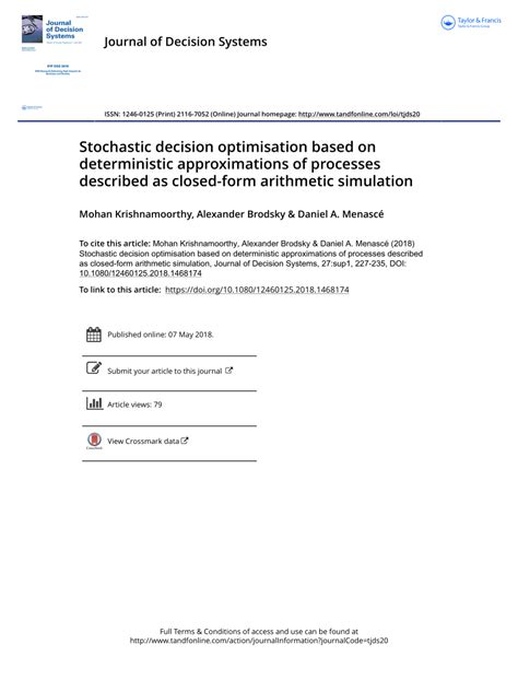 pdf stochastic decision optimisation based on deterministic