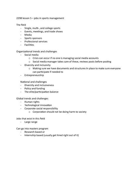 intro to management in kin week 5 lecture notes 2298 lesson 5 jobs