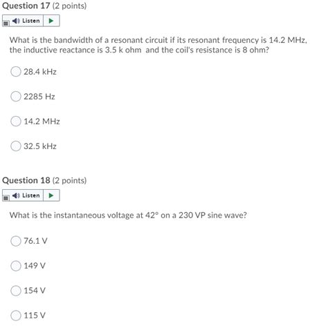 Solved Question 17 2 Points Listen What Is The Bandwidth Chegg Com