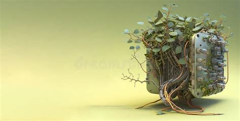 Computer As Plant Like Structure From Wires Stock Illustration