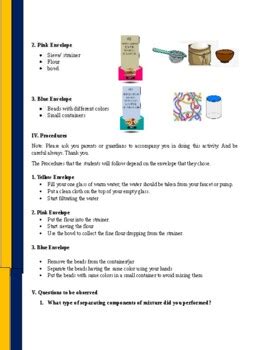 SEPARATING MIXTURES HOMEBASED LABORATORY TEACHER S GUIDE TPT