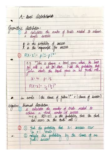 a level further maths statistics revision notes and example questions