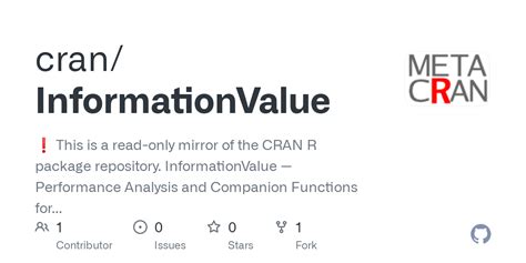 GitHub Cran InformationValue Exclamation This Is A Read Only Mirror Of The CRAN R Package