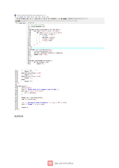 Cs101 Final Exam Code And Output Analysis For Sorting Program Studocu