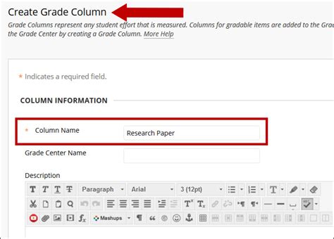 manually created grade columns uams educational development